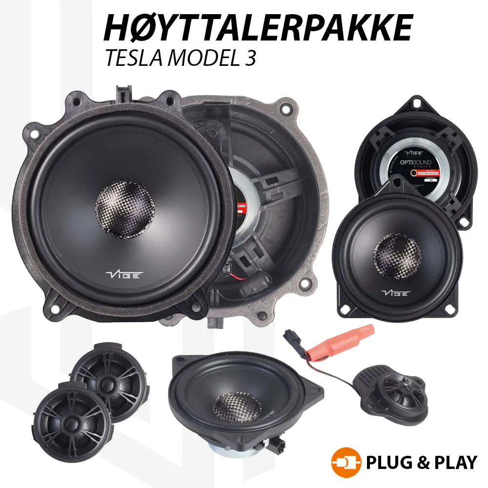 Vibe høyttalerpakke Tesla Model 3 Plug&Play høyttalere for Tesla - Koolart